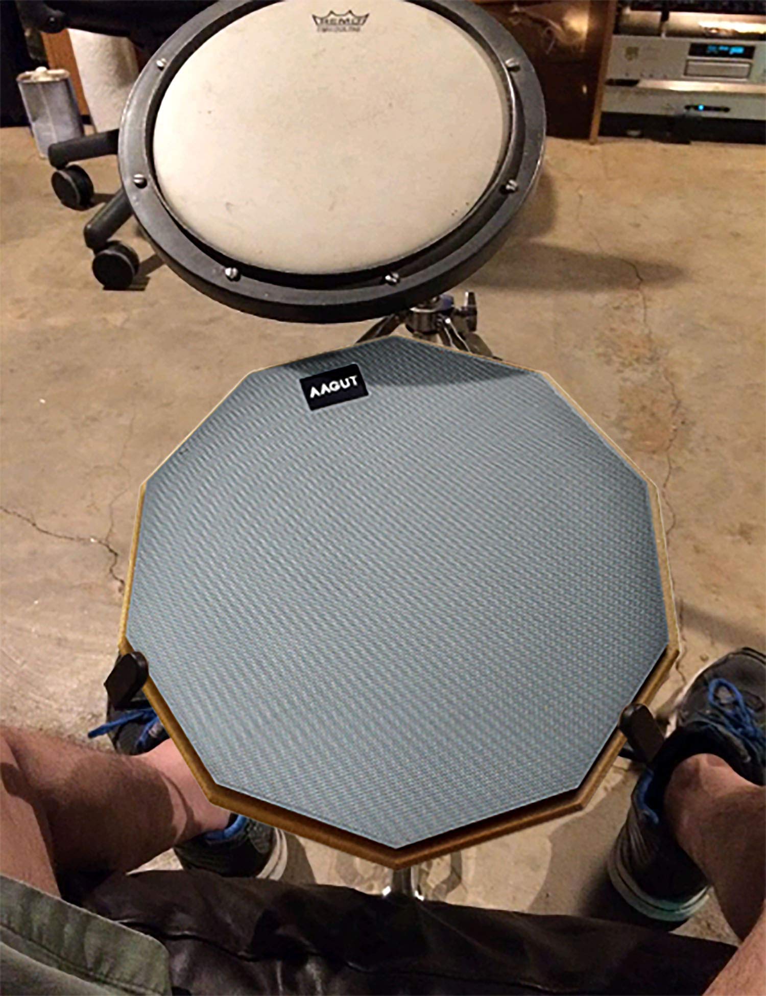 AAGUT Practice Pad with Drum Sticks Set, 12 Inch Marching Band Bass Snare Drums Pads with 4 Hickory Classic Drumsticks and Carry Bag (Gray)