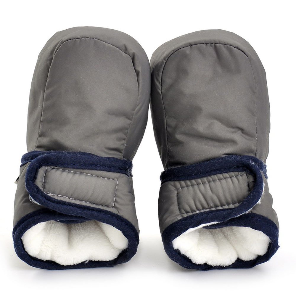 Enteer Infant Snow Boots Premium Soft Sole Anti-Slip Warm Winter Prewalker Toddler Boots (13-18months, dark grey)