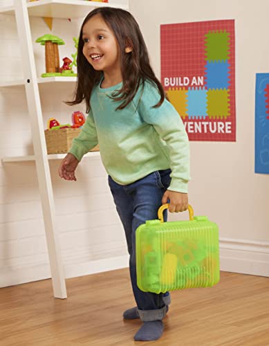 Battat- Bristle Blocks- STEM Interlocking Building Blocks- 85 pc Playset- Reusable Carry Case- Developmental Toys for Toddlers & Kids- Safari Adventure Carrying Case- 2 Years +