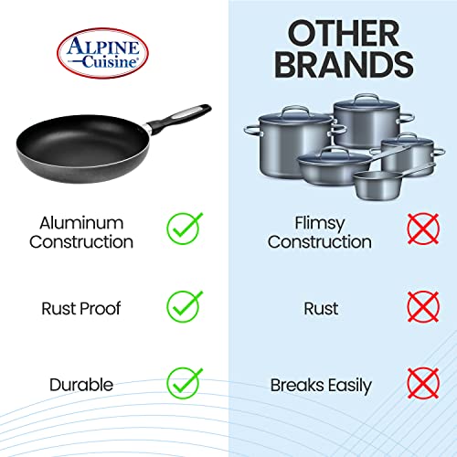 Alpine Cuisine Fry Pan 2-Piece Nonstick Coating Gray, Frying Pans Nonstick for Stove with Stay Cool & Comfortable Handle, Durable Nonstick Cookware, Ideal for Family