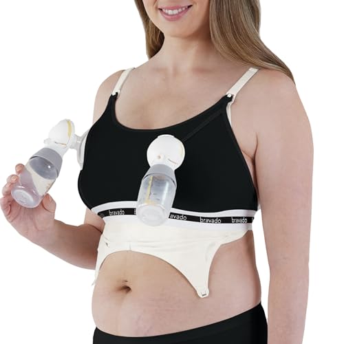 Bravado Designs Women’s Pumping Bra Hands Free | Clip and Pump | Pumping Accessory | Black | M
