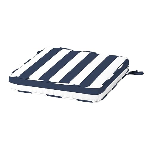 Arden Selections Modern Outdoor Seat Cushion 20 x 20, Sapphire Blue Cabana Stripe