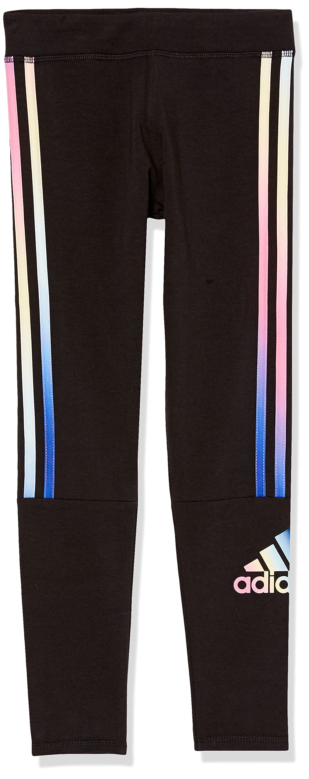 adidas Girls' Active Sport Logo 7/8 Legging Tights, Black with Multicolor, 6