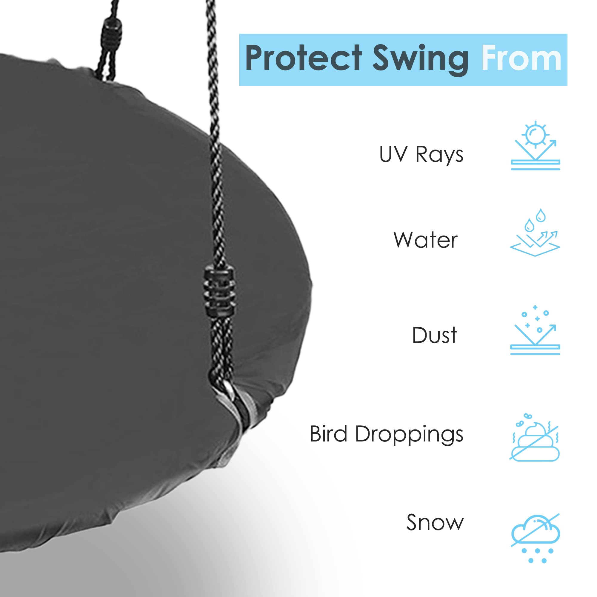 SereneLife Jovial 40β Tree Swing Cover,Accessory Part for Model SLSWNG350,Made from 600D Thick Polyester Fabric,Can Be Assembled in Minutes,Easy to Use,Detachable Design,Strong and Durable