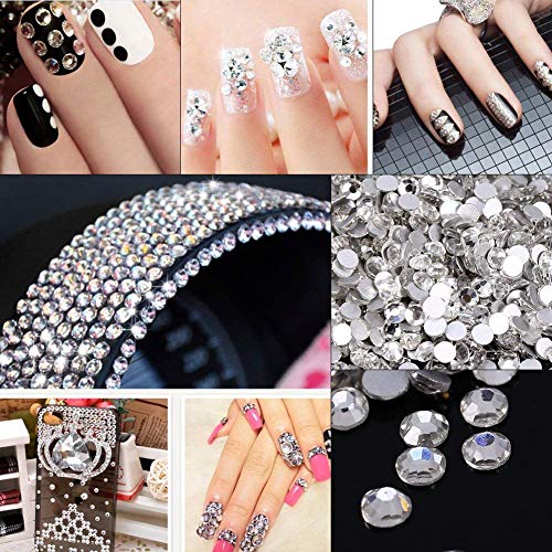 Onwon 1440 SS20 / 4.8mm Clear Crystal Flat Back Brilliant Round Rhinestones Glass Stones Glitter Gems Transparent Faux Diamond (Clear)