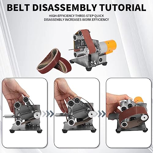 Baisiky Mini Belt Sander Bench Metal Grinder Knife Making Small Electric Sharpening Machine, 7 Adjustable Speed Polisher for Knife Making, DIY Wood Working, Apex Edge Polishing