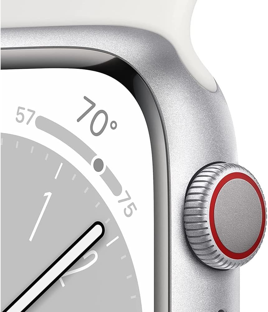 Apple Watch Series 8 (41MM, GPS) - Silver Aluminum Case with White Sport Band (Renewed Premium)