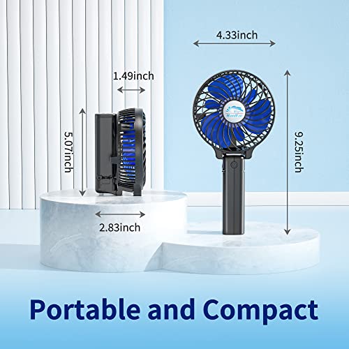 HandFan Portable Handheld Fan, Mini Personal Fan, Battery Operated Cooling Rechargeable Fan, 180° Foldable Small Hand Fan, USB Powered, for Home, Office, Outdoor, Hiking, Travel, Stroller