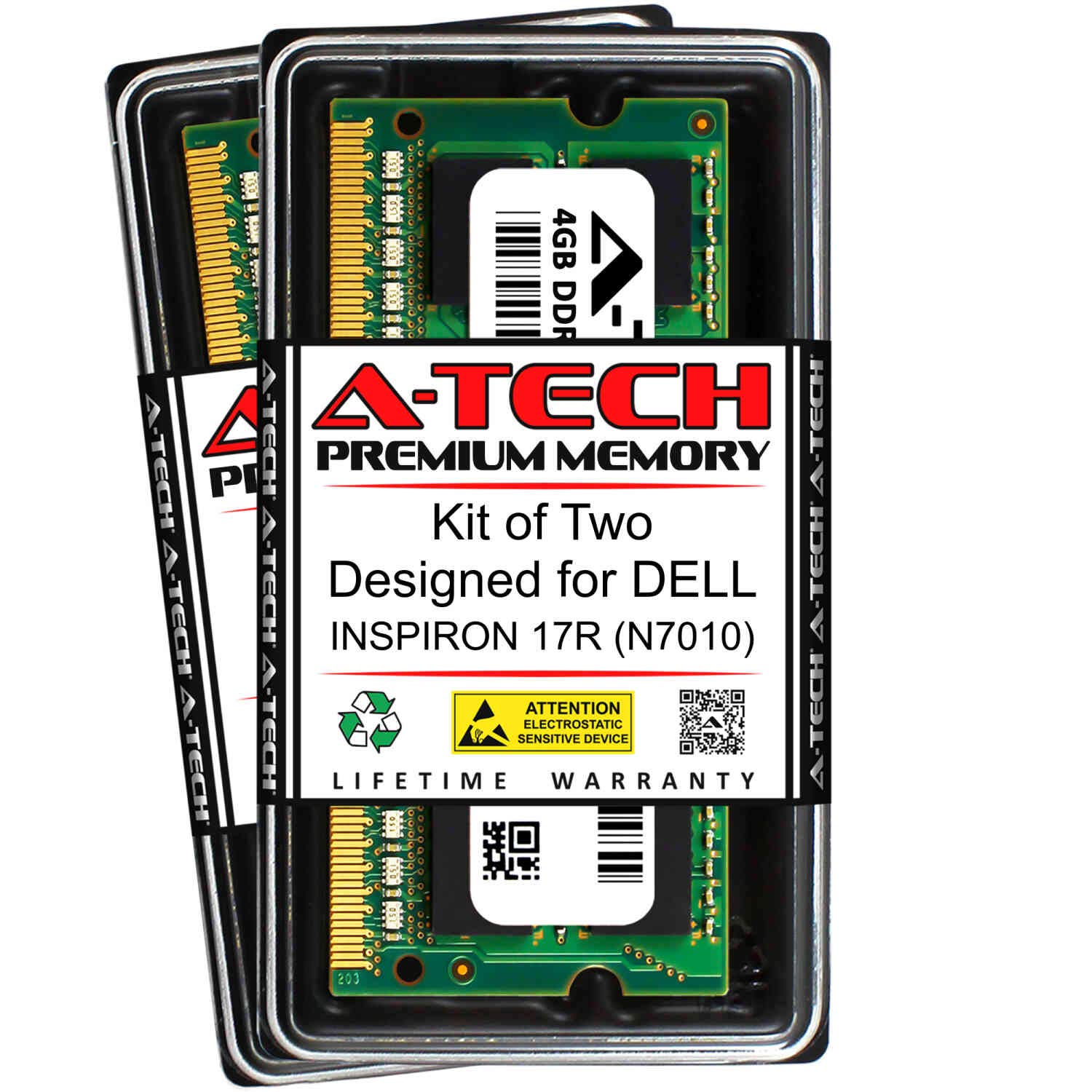 A-Tech 8GB (2 x 4GB) RAM for DELL INSPIRON 17R (N7010) | DDR3 1333MHz SODIMM PC3-10600 204-Pin Non-ECC Memory Upgrade Kit