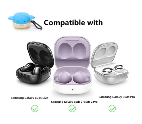 Cute Case for Samsung Galaxy Buds 2 Pro Case 2022/Galaxy Buds Pro Case 2021/Galaxy Buds 2 Case 2021/Galaxy Buds Live Case 2020,Anime Cartoon Fun Samsung Earbuds Protective Case Cover (Blue Whale)