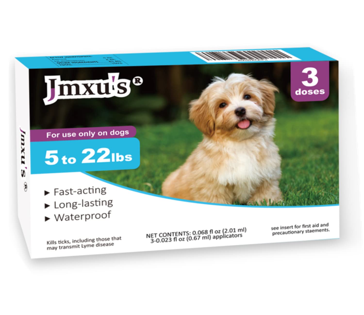 Flea and Tick Prevention for Dogs, Small Dog Flea & Tick Control with Fipronil, Long-Lasting and Fast-Acting Topical Flea & Tick Treatment Drops for Puppies, 5 to 22 lbs, 3 Doses