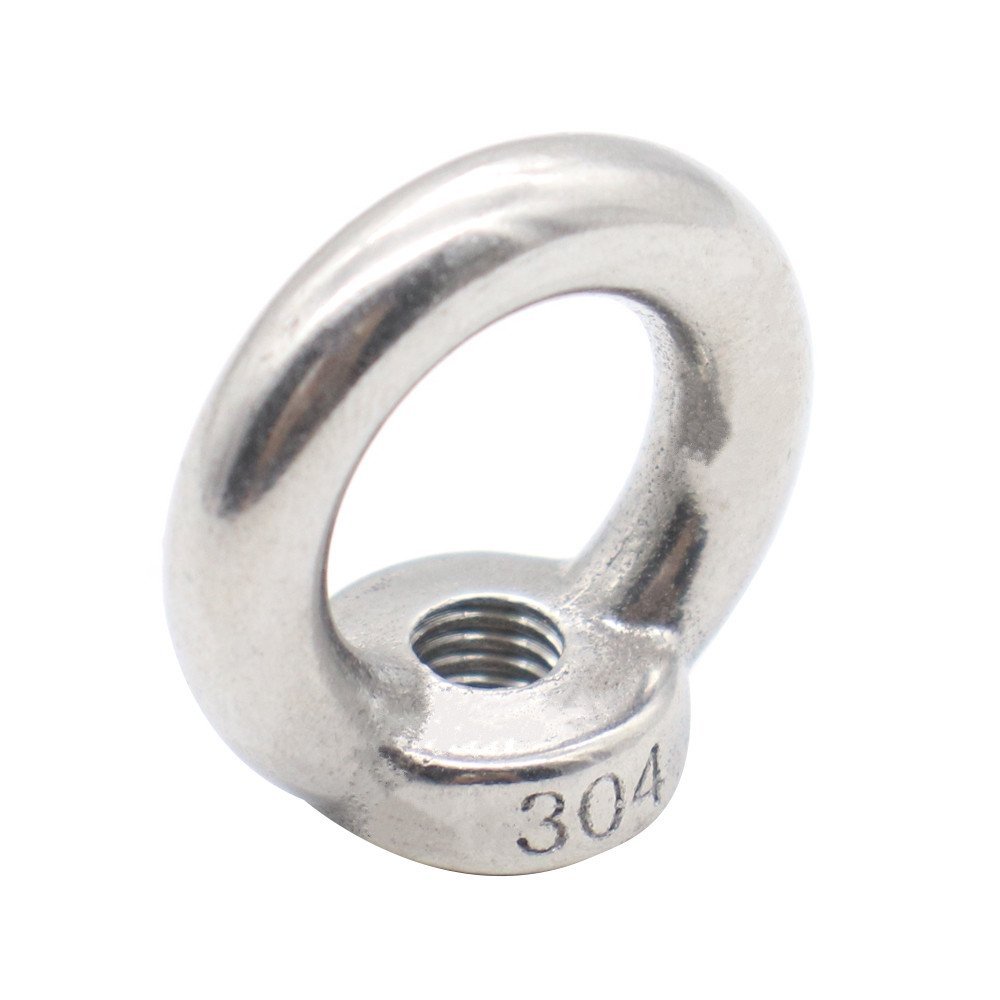 Eowpower 5 Pieces 304 Stainless Steel M8 Ring Eye Bolt Threaded Nuts