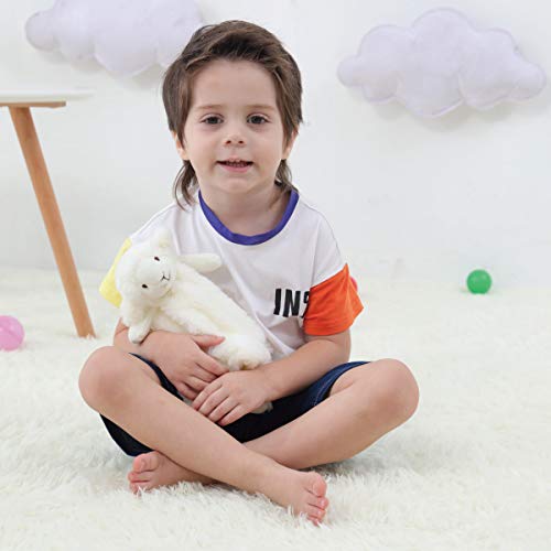 Apricot Lamb Luxury Snuggle Plush White Lamb Sheep Infant Stuffed Animals Security Blanket Nursery Character Blanket(White Lamb, 14 Inches)