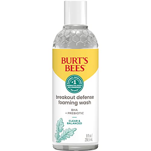 Burtโs Bees Foaming Face Wash, BHA Breakout Defense Cleanser for All Skin Types, Washes Away Impurities & Excess Facial Oil, With a Prebiotic, 8 Oz.