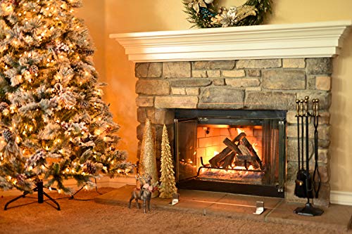 Barton Ceramic Wood Fireplace Decoration 9-Piece of Ceramic Birch Wood Fireplace Log Gas Vented Insert Realistic Logs Set