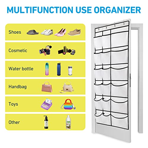 charleskeith Hanging Closet Organizer, Hanging Shoe Rack, Over Door Shoe Organizer, Pantry Organizers and Storage with 12 Small & 6 Large Mesh Pockets, Keep Your Supplies Neat and Tidy (White)