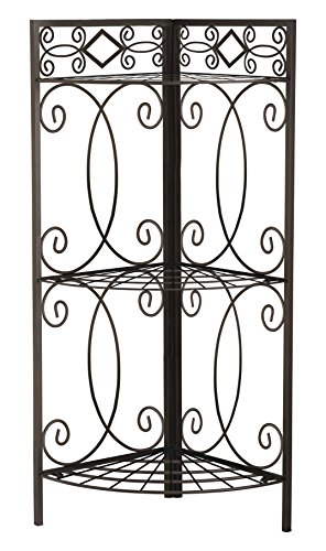 Kings Brand Furniture Metal 3 Tier Shelf Free Standing Corner Bathroom Towel Rack Organizer Stand, Pewter