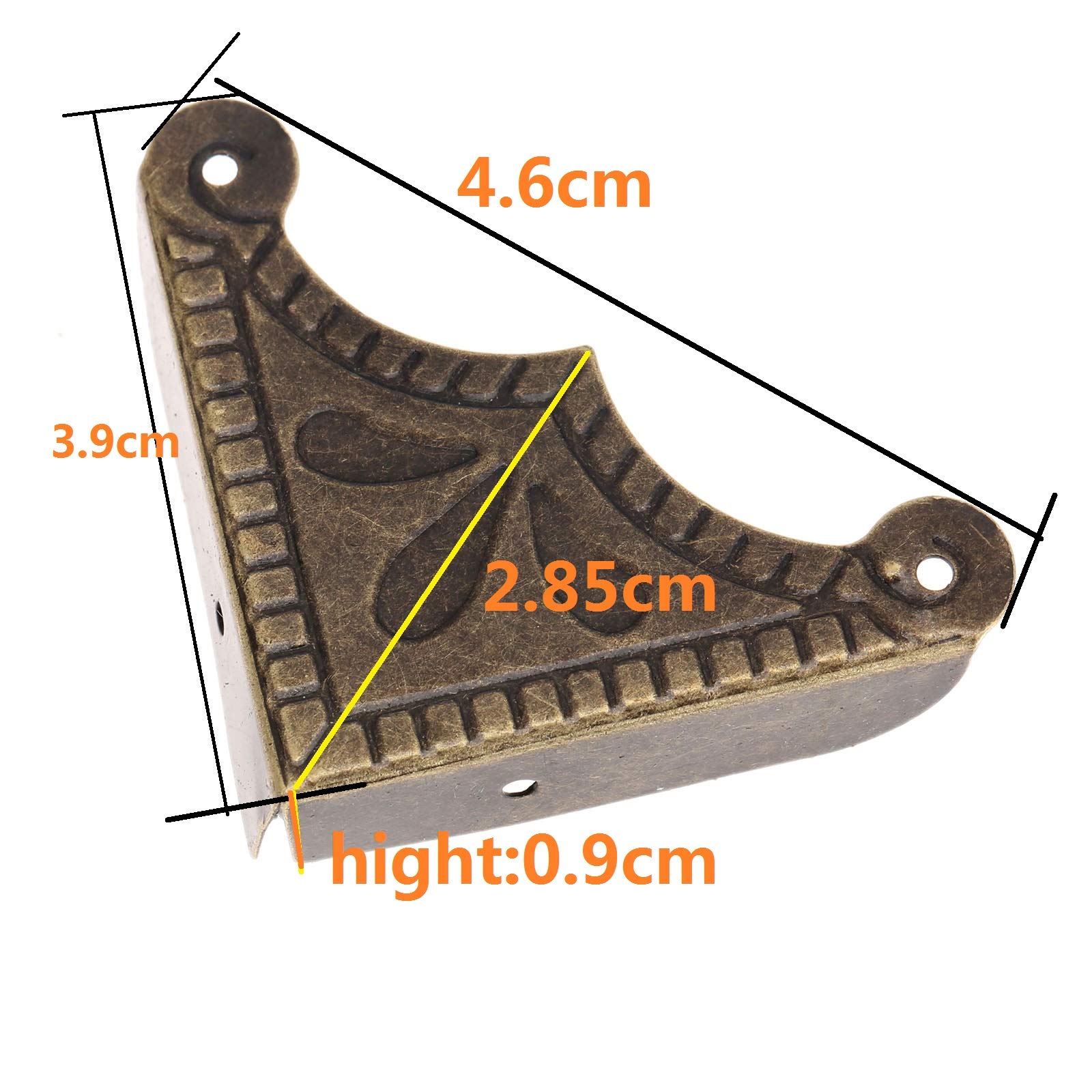 dophee Antique Brass Box Corner Covers, Decorative Corner Protectors Guards Edge Covers for Jewelry Box Chest Table Desk Photo Frame Panal, 1.53"x1.53"x1.97"(12-Pack)
