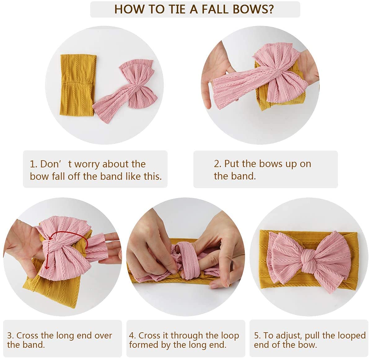 Makone Handmade Baby Headbands with Bows Stretchy Nylon Headbands for Infant Baby Girls