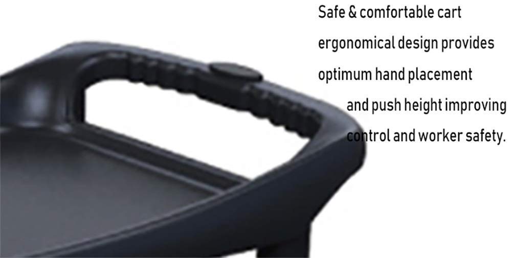 AUNEVN Movable Hand Trucks Kitchen Storage Trolley 3 Tier Hotel Service Cart,Plastic Collection Rolling Trolley for Restaurants,330Lbs Load Capacity/Black/140X53X94Cm