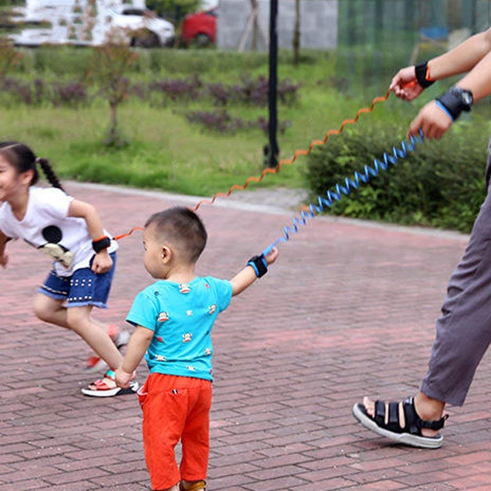 Locisne Anti Lost Wrist Link[2 Pack], Child Leash Toddler Safety Harness for Outdoor Activities, 5.9ft (Blue+Orange)