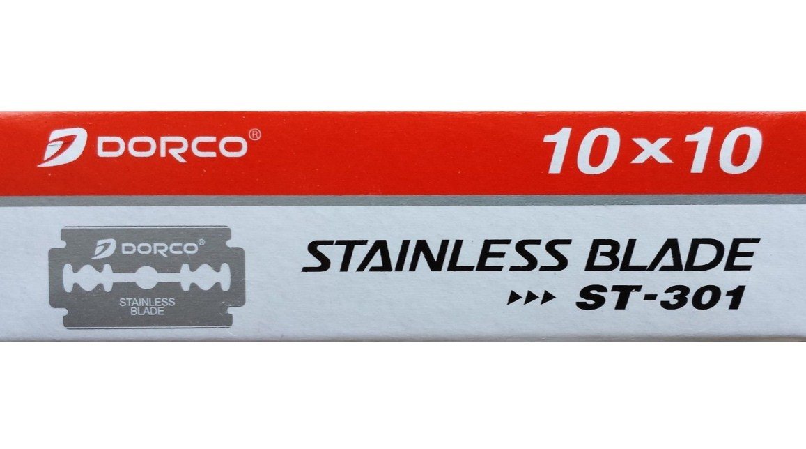 Dorco Double Edge Razor platinum stainless Blades Red ST 301- Stainless (1 Box = 100 Blades)