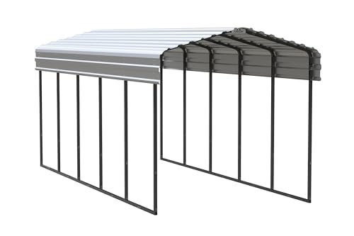 Arrow Carports Galvanized Steel Carport, Compact Car Metal Carport Kit, 10' x 24' x 9', Eggshell