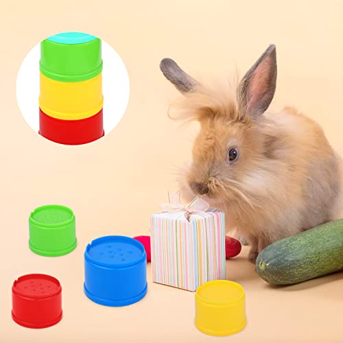AIEX 8pcs Stack Up Bunny Cups, Bunny Toys for Rabbits Stacking Cups for Bunnies Plastic Nesting Toys Bath Cups for Baby(8 Colors)