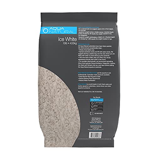 Aqua Natural Ice White 10lb Gravel Substrate for aquascaping, Aquariums, vivariums and terrariums 4-6mm, White