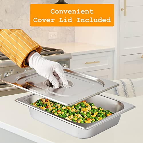 ERFEI Hotel Pans 1/2 Half Size Steam Table Pan 4-Pack Set for Commercial Restaurant Stainless Steel Food Pans Buffet Party Supplies