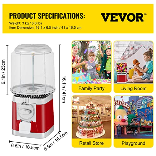 Mophorn Gumball Machine, 1-inch Candy Vending Machine, Commercial Gumball Vending Machine with Adjustable Candy Outlet Size, Metal Gumball Dispenser Machine for Home, Gaming Stores