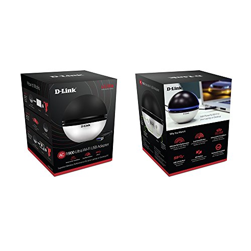 D-Link USB WiFi Adapter AC1900 USB 3.0 Dual Band Long Range Wireless Network for Desktop PC Laptop Gaming (DWA-192)
