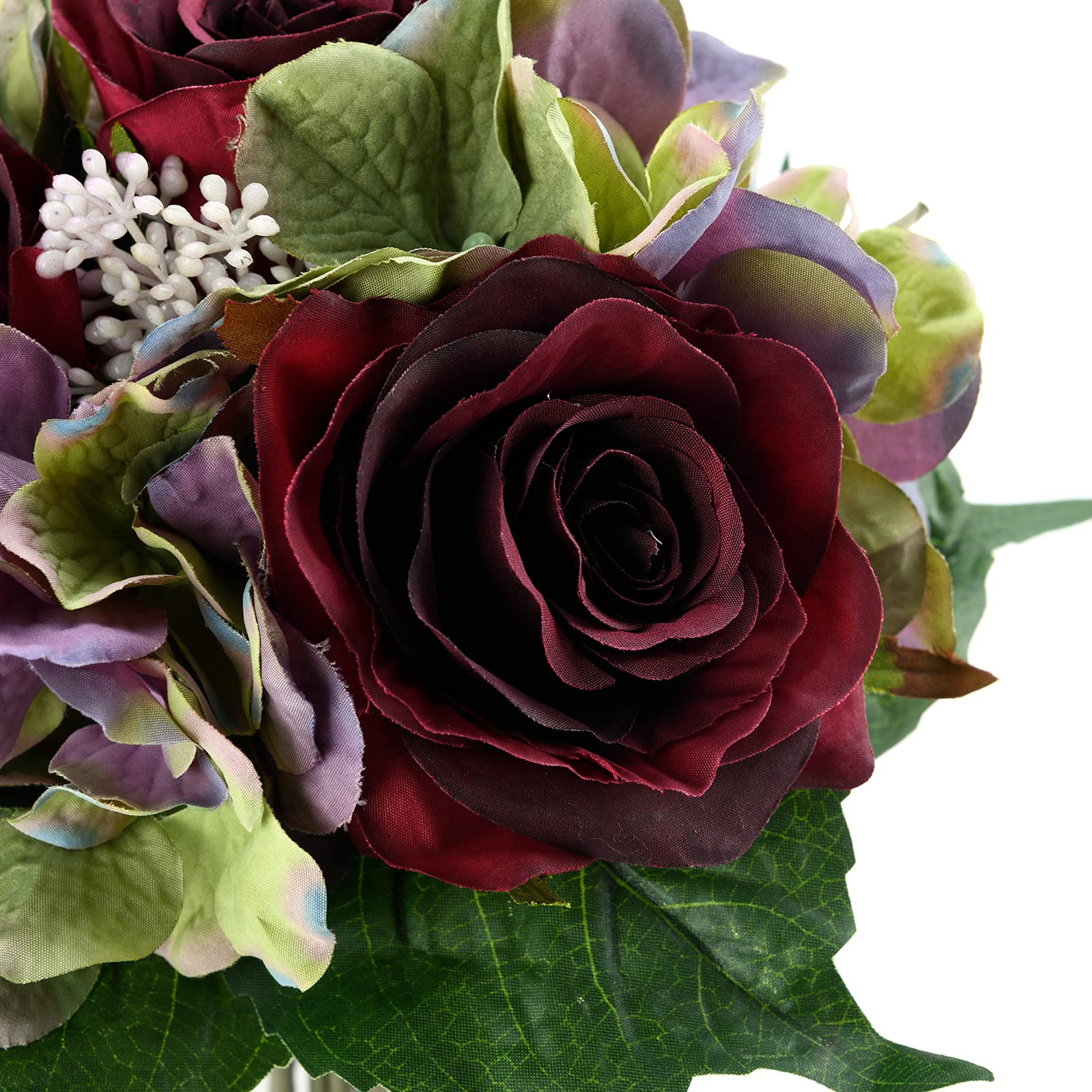 Hapeisy Artificial Flower Bridesmaids Sisters Hand Flowers Rose Bouquet Hand-Flowered Hydrangea Home Garden Decoration Photographing Props(Wine red)