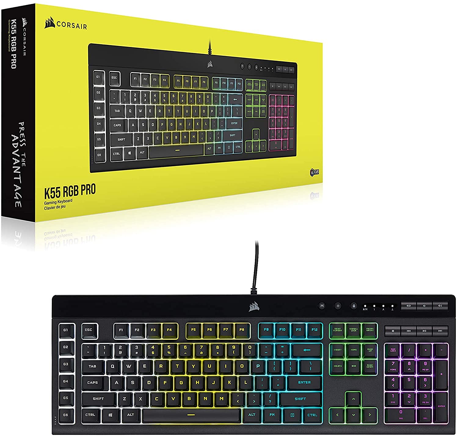 Corsair K55 RGB PRO Wired Gaming Keyboard (Renewed)
