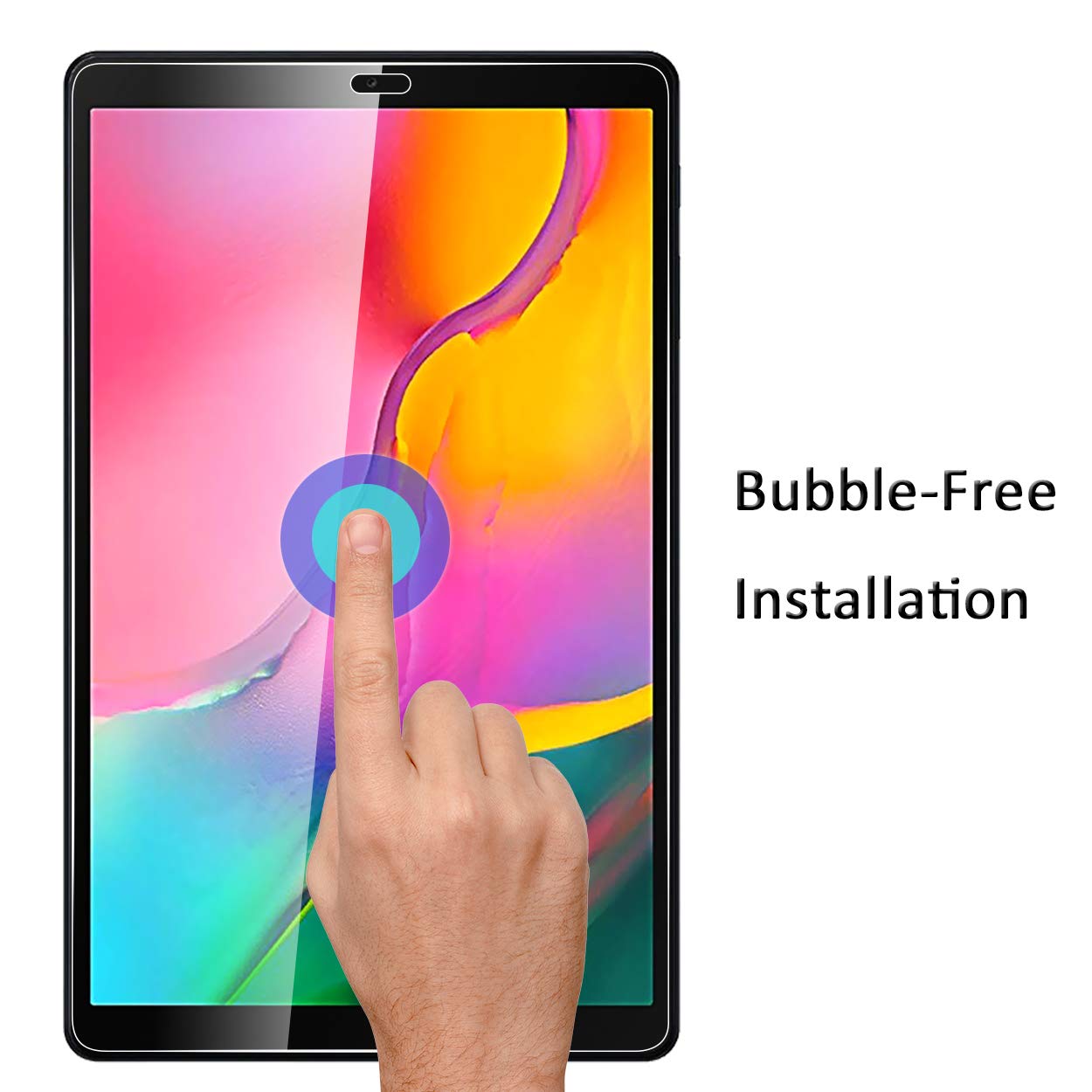 Orzero (2 Pack) Tempered Glass Screen Protector Compatible for Samsung Galaxy Tab A 10.1 inch 2019 (T510), 2.5D Arc Edges 9 Hardness High Definition Anti-Scratch Bubble-Free