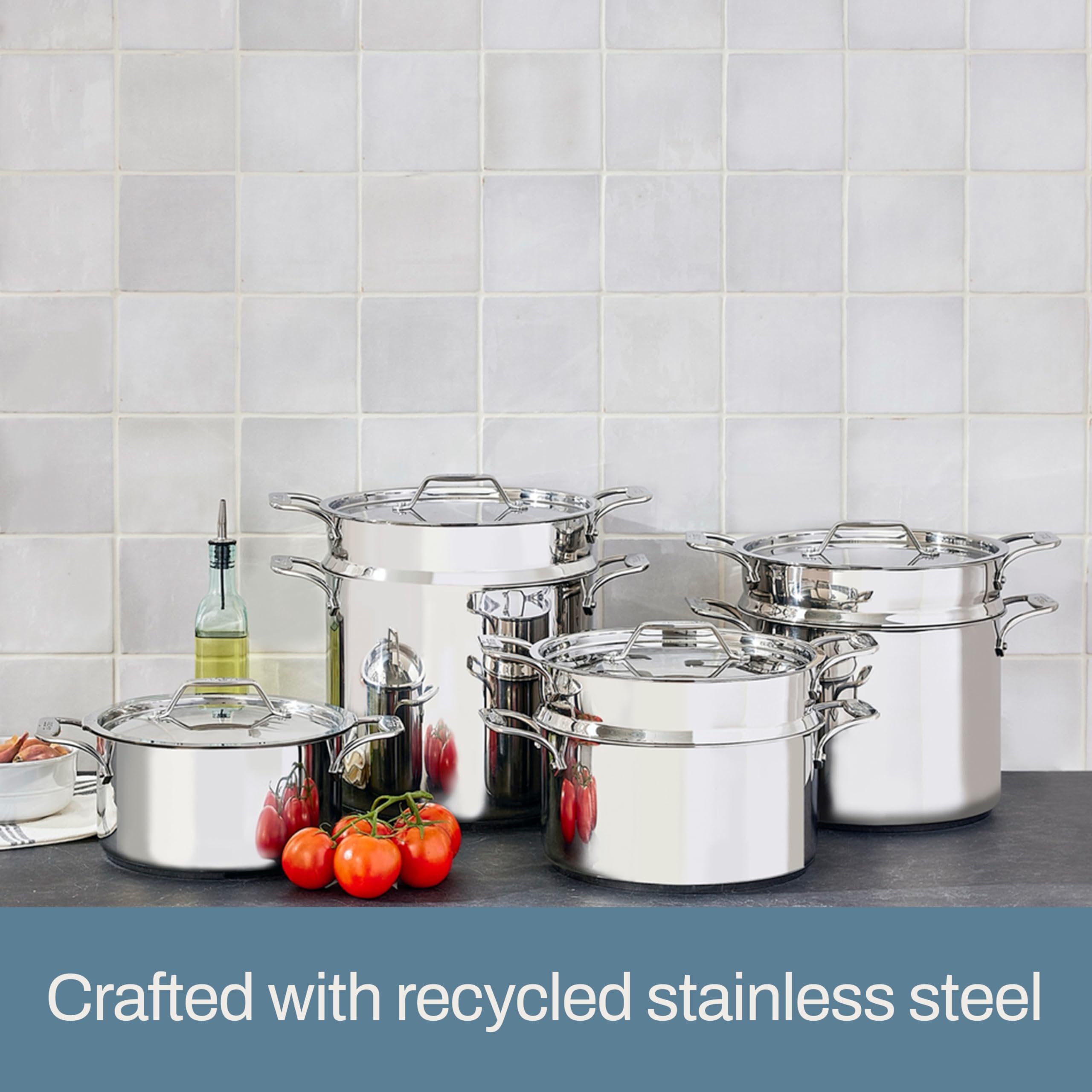 All-Clad Simply Strain Stainless Steel Multipot with Straining Lid, 6-Quart, Induction, Oven Broiler Safe 600F, Strainer, Pasta Strainer with Handle, Steamer Pot, Cookware, Home, Pots and Pans, Silver