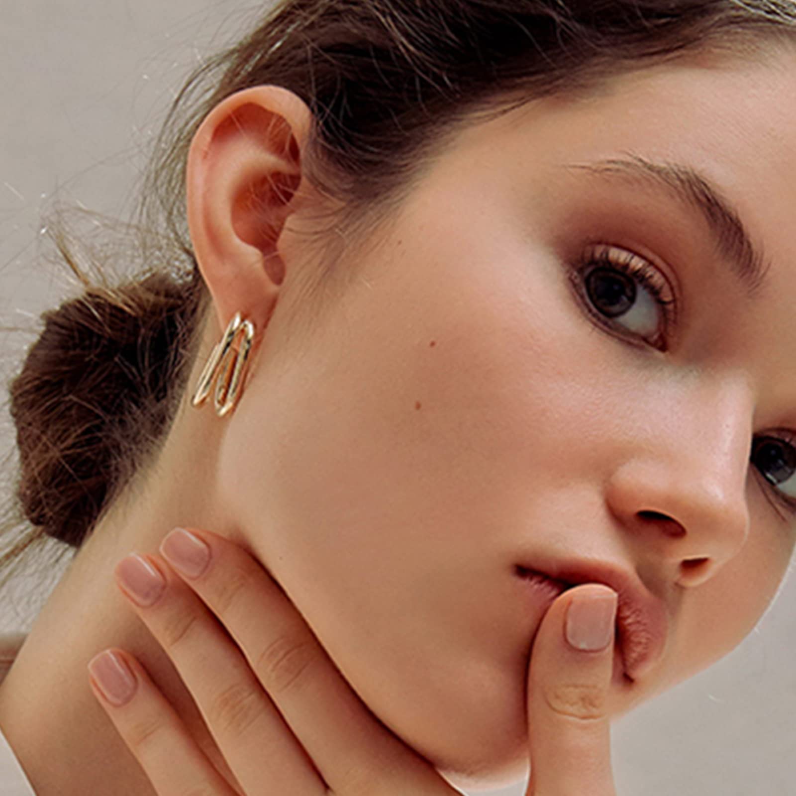 925 Sterling Silver Post Gold Double Arc Dangle Earrings for Women Girls Jewelry Gift