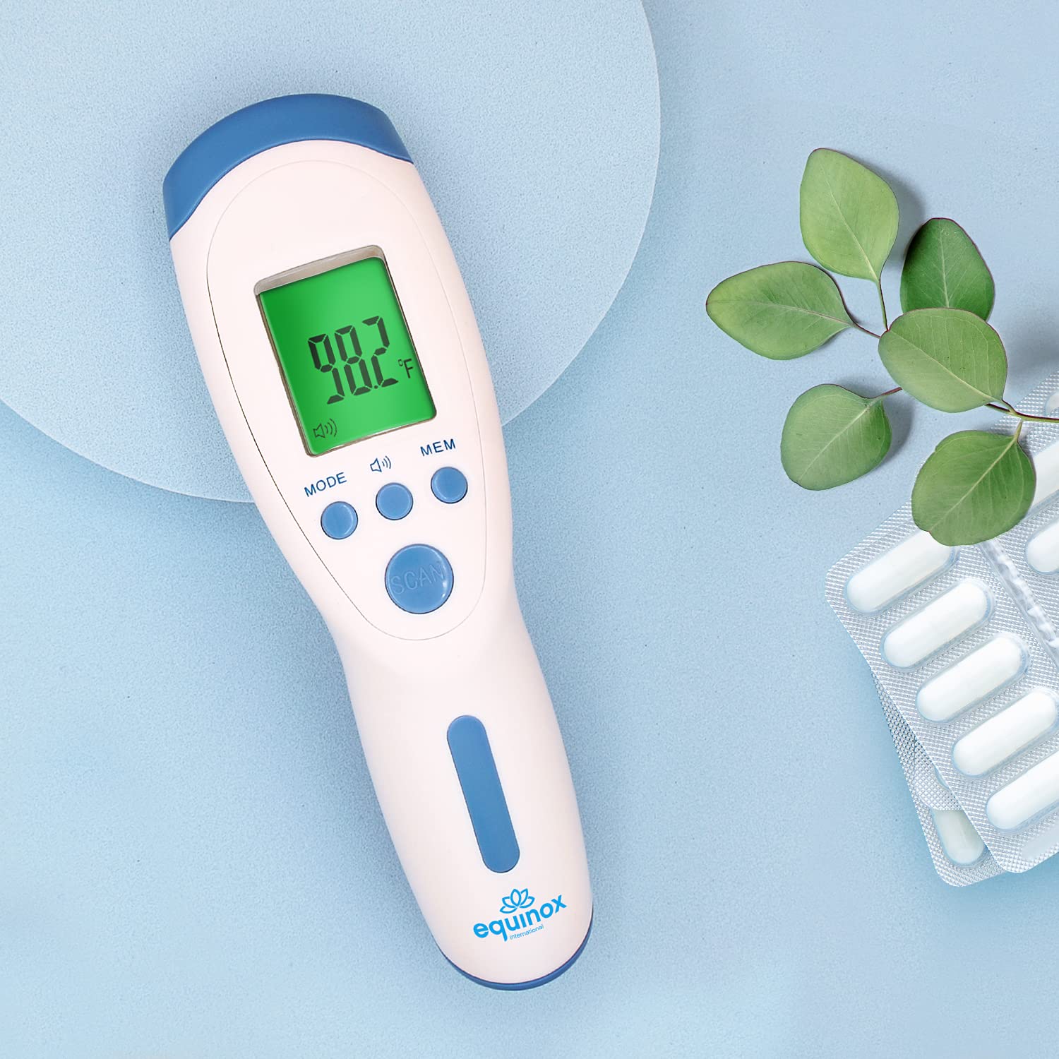 Equinox International, Digital Forehead Thermometer - Thermometer for Adults - No Touch Thermometer (Non Contact) - Body/Surface/Room Temperature Scanner � LCD Display Ideal for Whole Family & Babies
