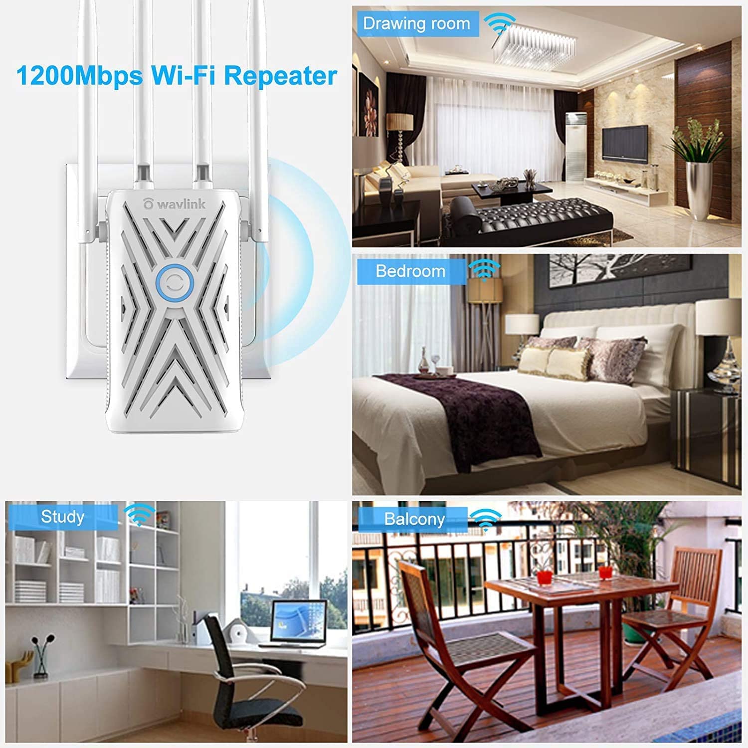 AC1200 High Gain Dual Band Wireless Range Extender Repeater Router+AC600 Home Router Outdoor WiFi Access Point