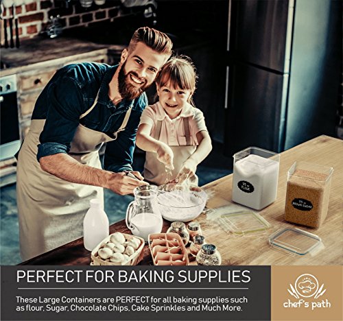 Chef's Path Bundle of Extra Large and Variety Airtight Food Storage Containers - Pack of 28 BPA Free Kitchen Canisters for Cereal, Rice, Flour, Bulk Food Storage - Free Labels, Marker and Spoons