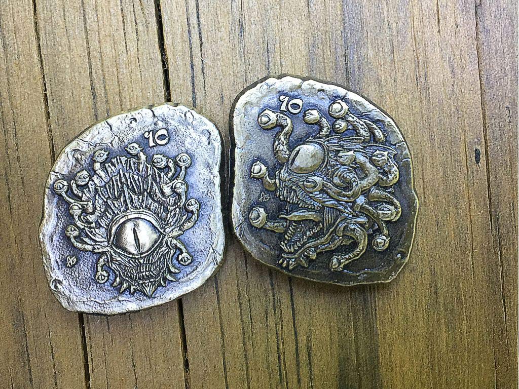 D&D Monster Adventure Coins (Set of 10 Metal Plated Novelty) RPG LARP