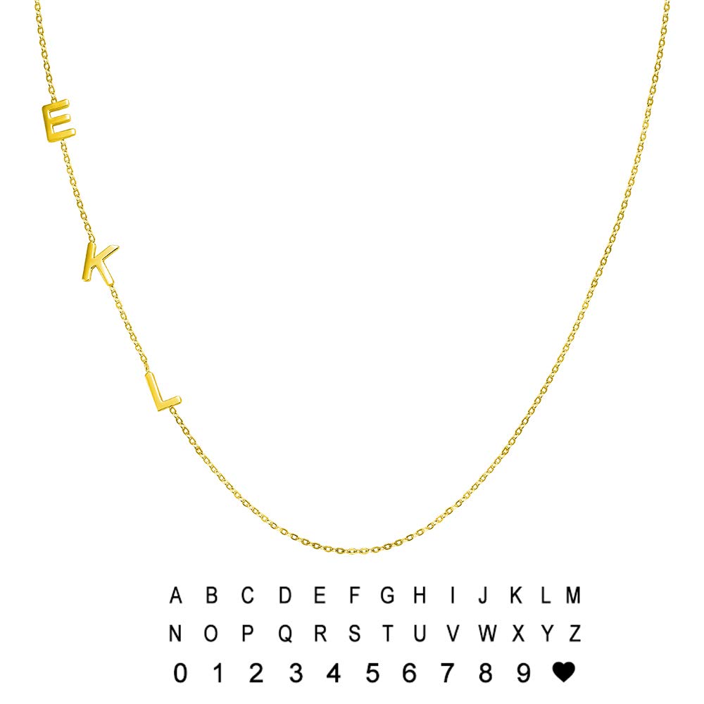 AILIN Custom Dainty Sideways Initial Necklace 925 Sterling Silver Personalized Alphabet 26 A-Z Letter Pendant Birthday Christmas Gifts For Women Mother