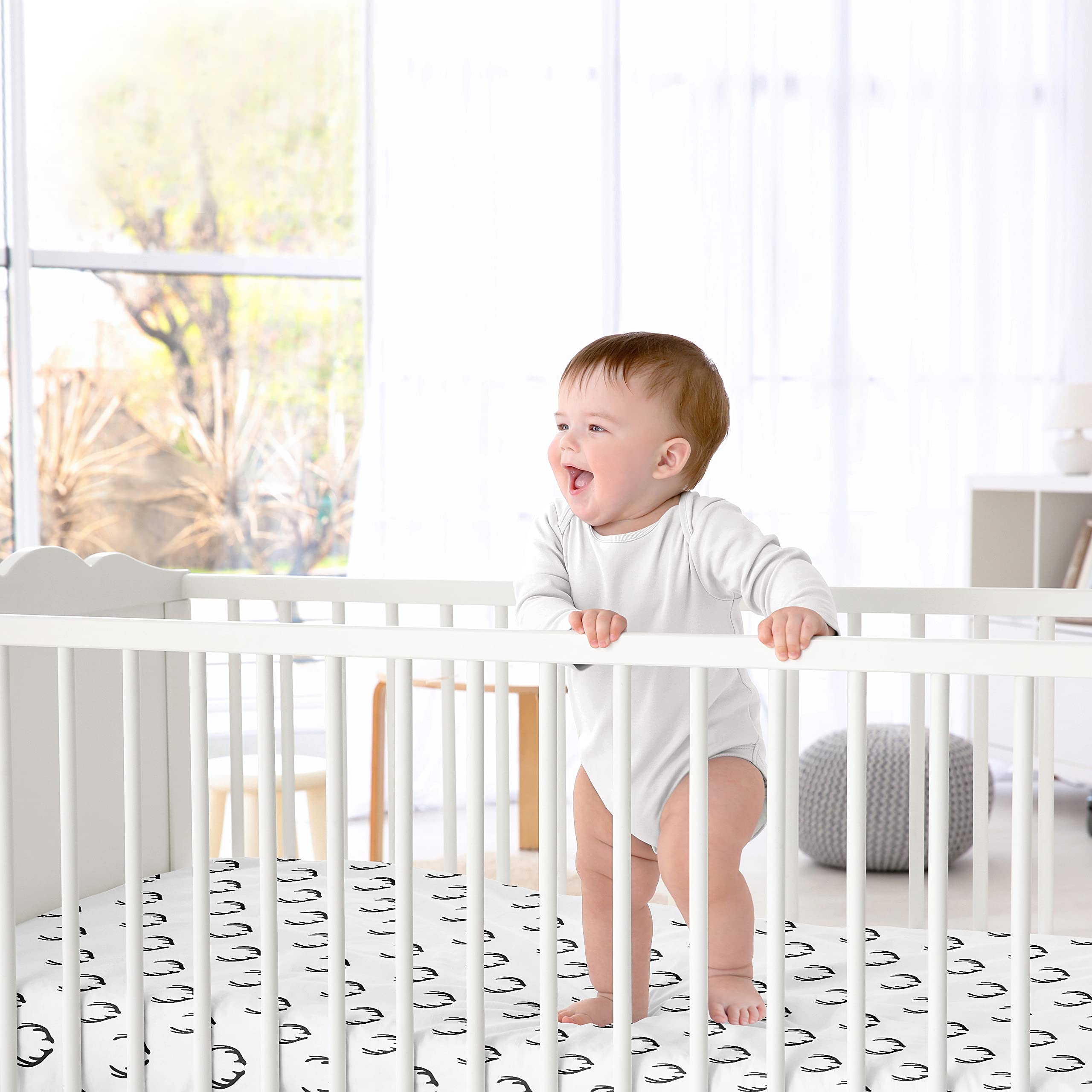 Sweet Jojo Designs Black and White Rustic Deer Baby or Toddler Fitted Crib Sheet for Woodland Camo Collection