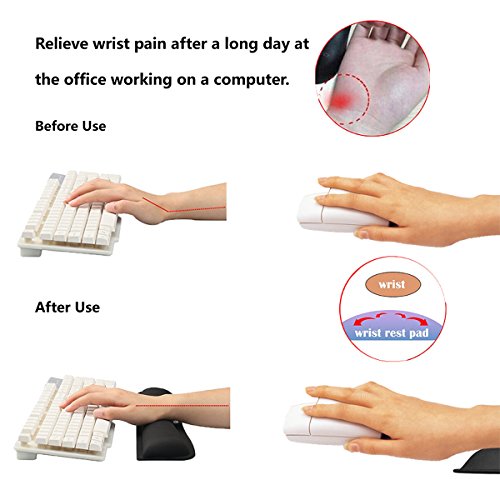 Mouse Pad Wrist Support, Keyboard Wrist Rest with Ergonomic Raised Memory Foam for Easy Typing & Pain Relief, Comfortable Keyboard and Mouse Pad Set, Computer Accessories for Office, Laptop, Mac