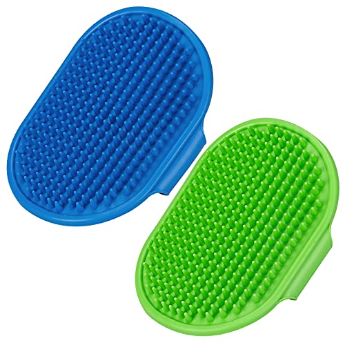 Boyizuiyou 2 Pack Dog Grooming Brush, Premium Pet Bath Brush with Adjustable Ring Handle for Bathing - Massaging -Hair Removal - on Wet or Dry Hair, for Long Short Haired Dogs and Cats
