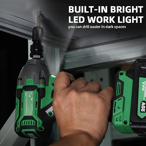 ALTOCRAFT Brushless Cordless Impact Wrench 1/2 Inch,20V High Torque Impact Gun, 4.0Ah Battery,280 ft-lbs(380 Nm),1 Hour Fast Charger,7 Sockets 3 Driver Bits,Belt Clip and Tool Bag
