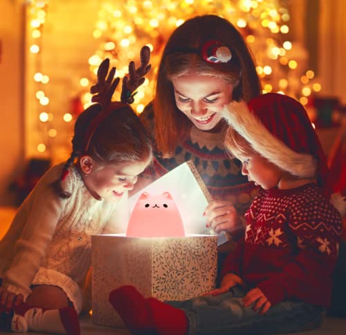 Litake Kitty Night Light, USB Rechargeable Silicone Cute Cat Night Light for Kids Baby Children, 7-Color Changing LED Cat Lamp Nursery Nightlights for Kids bedroom (Celebrity Cat)