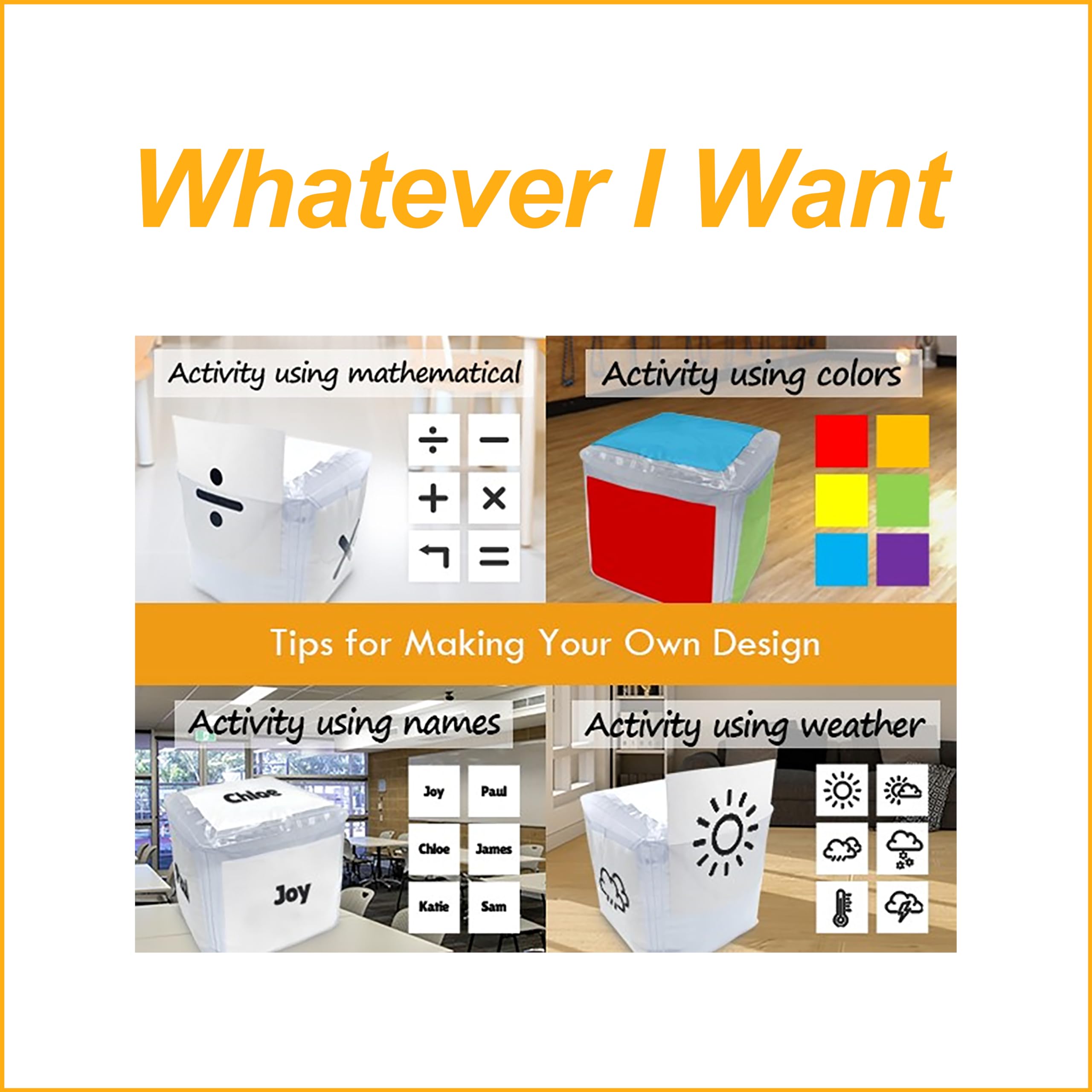 i-Scream Customizable Dice - Giant Dice, 10 Inch Inflatable Dice Jumbo, Easy Storage, Large Pocket, PVC Material, Great for Games, School PE/Classroom Activities, Church Events and Kid's Parties,1pc