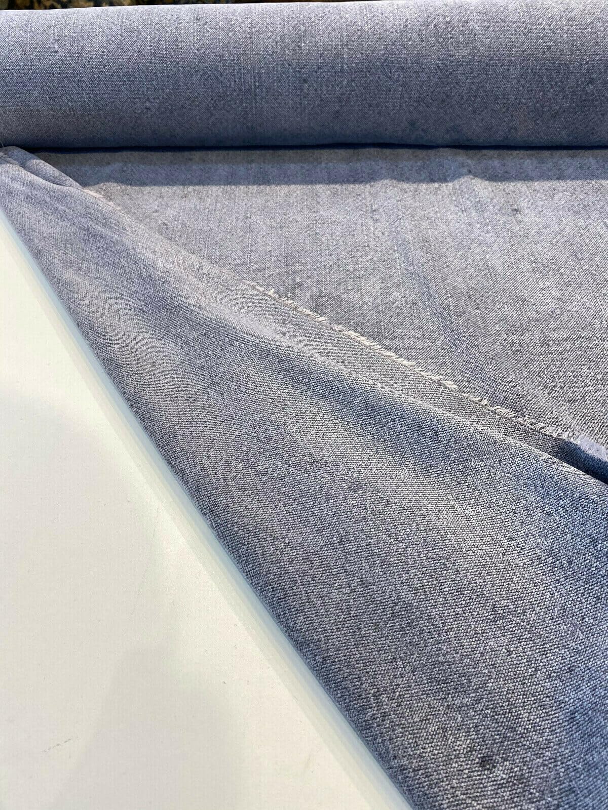 Affordable Home Fabrics Calvin Linen Denim Blue Italian Upholstery Fabric by The Yard