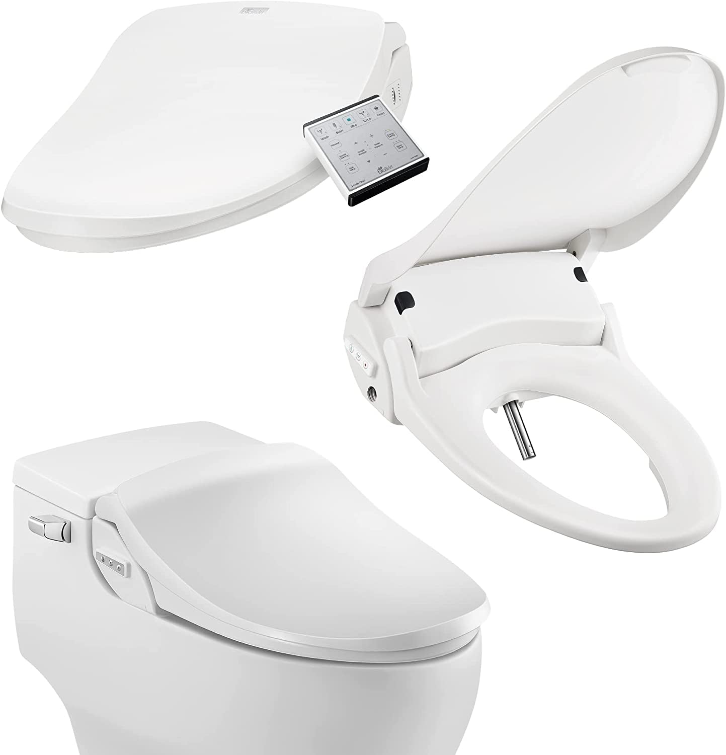 Bio Bidet Slim Two Electric Bidet Toilet Seat Elongated, Warm Water, Heated Seat, Night Light, Front and Rear Wash, Wireless Remote Control, White
